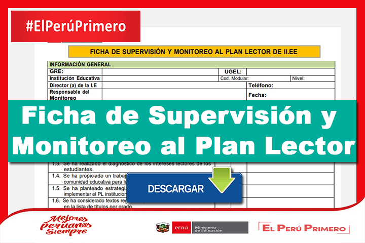 Ficha de Supervisión y Monitoreo al Plan Lector - Tus Materiales Docente